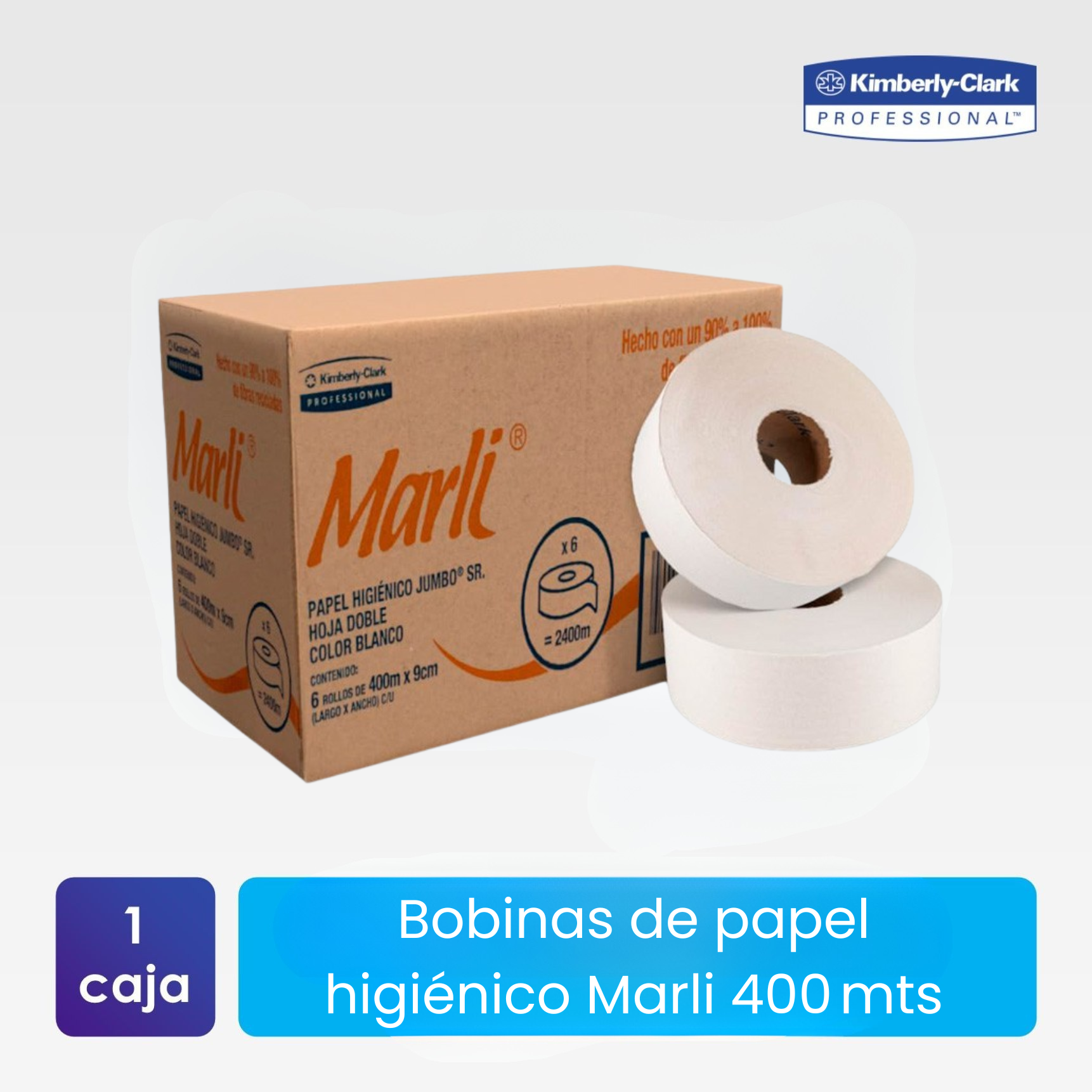 Bobina de Papel Higiénico Jumbo Marli 400 mts | Por Caja | Mr Quimi